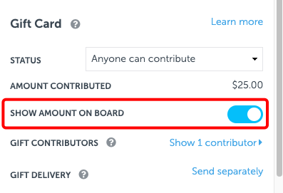 Can I hide the total gift card amount collected so that it doesn't show ...