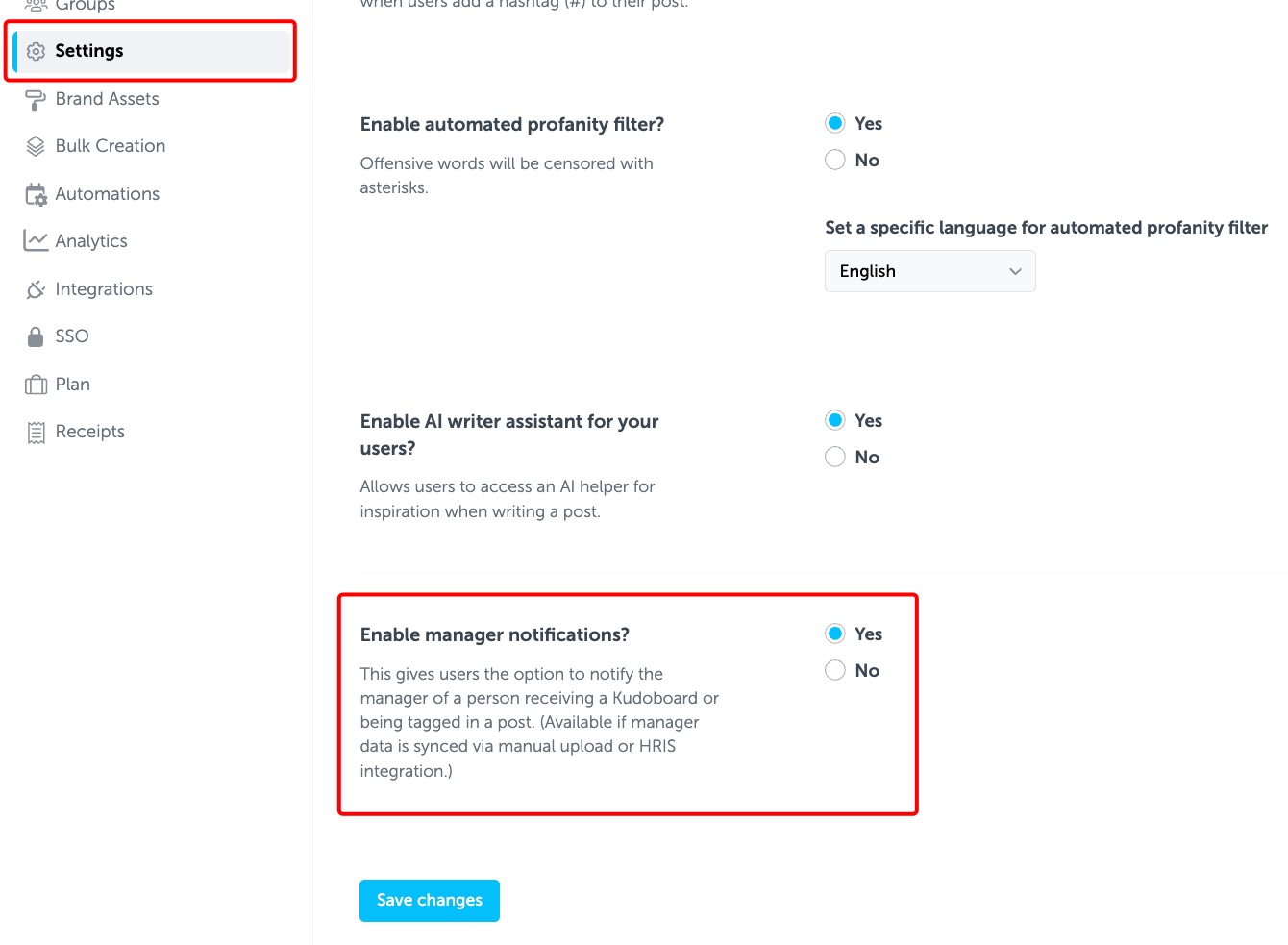 What are manager notifications? – Kudoboard