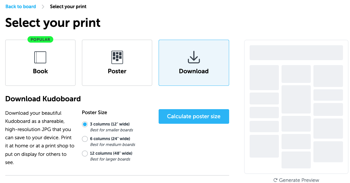 What column size should I choose for my poster or board download ...
