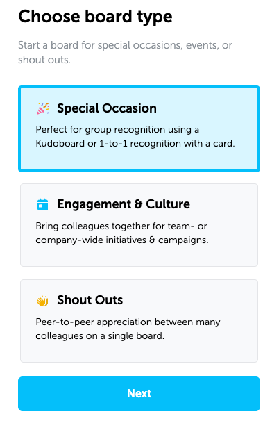 Does Kudoboard offer an eCard option for 1-to-1 or 1-to-many occasions ...